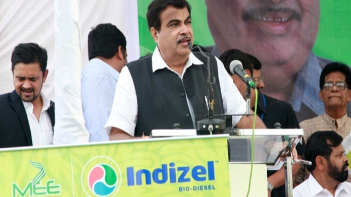 Nitin Gadkari unveils the 'Indizel' biofuel station own by Santosh ...